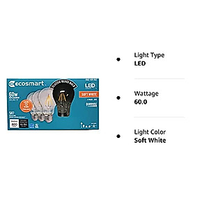 EcoSmart 60W LED Soft White Vintage A19 4-Pack