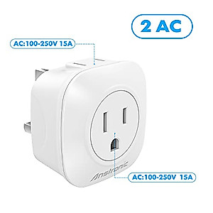 3 Pack US to UK Ireland Travel Plug Adapter, Anstronic Type G Power Adapter with 2 American Outlets 2 in 1 European Plug Adapter for USA to Scotland British London England Hong Kong Irish