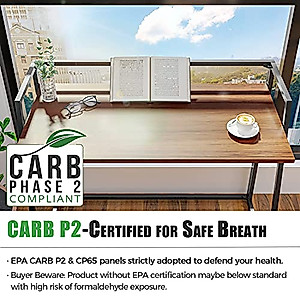 41 Inch Small Walnut & Black Folding Computer Desk, Sturdy Heavy Duty Foldable Table for Small Spaces Home Office Bedroom Outdoor Work Study Writing Collapsible Portable with Metal Legs, EPA Certified