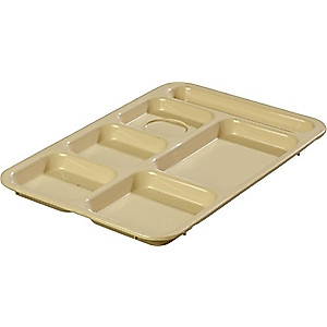 Carlisle FoodService Products / Brands-P614R25 Rectangular Tray w/ (6) Compartments, Polypropylene, Tan , 10" x 14