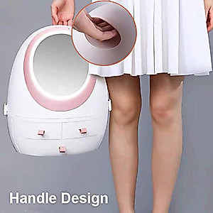 FQYYDD Illuminated Makeup Mirror Usb Cosmetics Storage Box Dust Drawer Makeup Mirror With Led Light