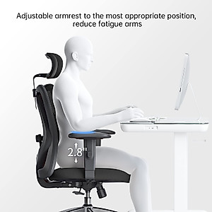 SIHOO Ergonomic Office Chair, Big and Tall Office Chair, Adjustable Headrest with 2D Armrest, Lumbar Support and PU Wheels, Swivel Computer Task Chair for Office, Tilt Function Computer Chair
