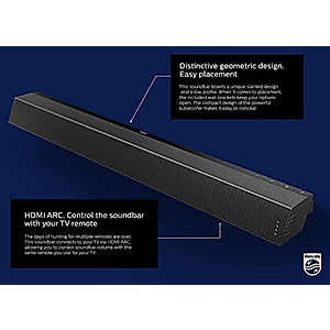 PHILIPS Soundbar with Wireless Subwoofer, Sound bar for tv 2.1-Channel Bluetooth, 300 Watts Dolby Audio Performance, Theater Audio Speakers