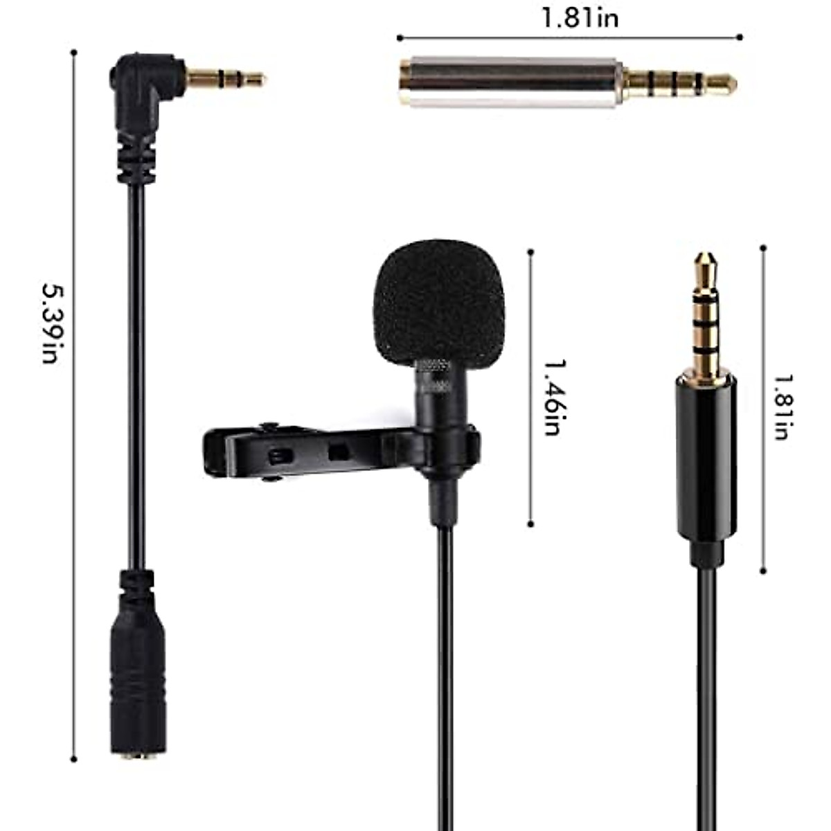 Lavalier Microphone, Professional Grade Omnidirectional Lapel Mic with Easy Clip on System, Perfect for Recording Interview/Video Conference/Podcast/Voice Dictation/Phone