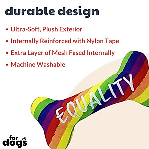 H&K for Dogs Power Plush | Pride Equality Bone (Small) | Pride Funny Dog Toy | Dog Toy with Squeaker | Dog Gift | Fun, Durable, and Safe | Squeaky Dog Toy