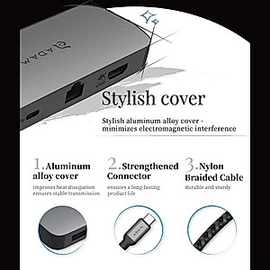 ADAM elements USB-C Hub/Laptop Docking Station – CASA Hub X 10in1 Multiport Adapter for Mac & PC - USB-C PD, USB-C, USB-A 3.1 x2, HDMI, VGA, RJ45, SD & microSD Card Reader, Audio