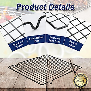 Cosmos 2 Pcs Non Stick Baking Cooling Rack - Non-Stick Drying Cooling Wire Rack Baking Racks Cooling Black for Cooling Cake Cookie, Metal Cooking Rack for Cooling Baking 10 x 11 inches