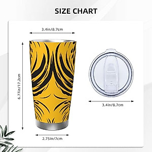 Mustard Yellow and Black Tumbler with Lid and Straw 20oz Stainless Steel Car Cup for Hot and Cold Drinks, Double Wall Insulated Travel Coffee Mug Reusable Drink Thermos Cup Birthday Gifts