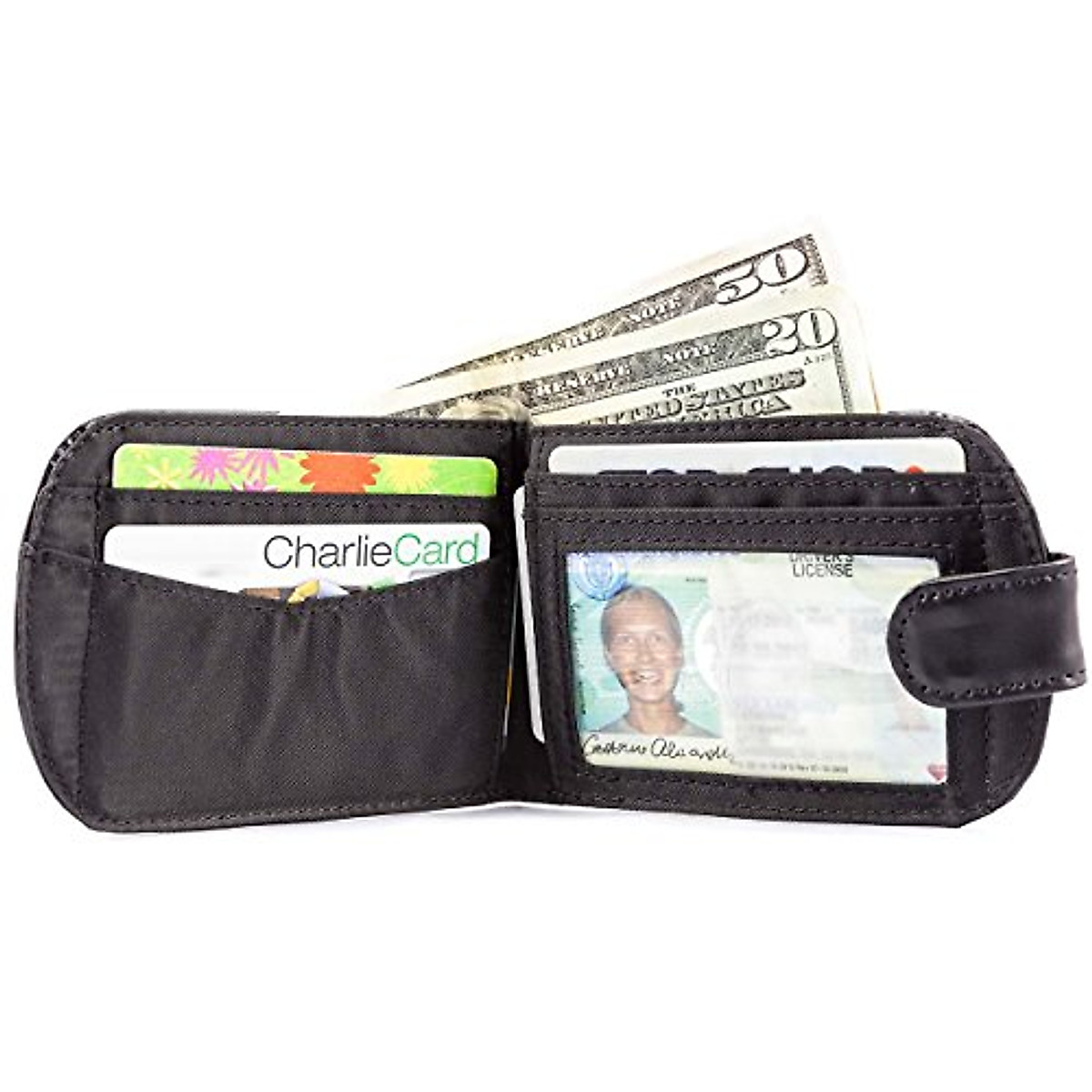 Big Skinny Women's Taxicat Leather Bi-Fold Slim Wallet, Holds Up to 25 Cards, Black