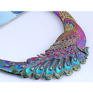 RUITASA Vintage Ethnic Carved Peacock Necklace Chunky Collar Choker Jewelry Necklace for Women