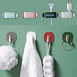 Jearytop Wall Utility Hooks Adhesive Hanger Kitchen Towels Hook Waterproof Shower Room Sticky Decorative for Bathroom Organizer Coat Hats Multicolor 8 pcs