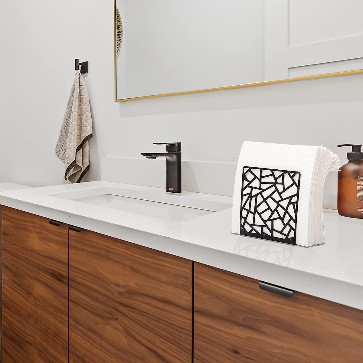 Farmhouse Black Napkin Holder for Table Decor, Modern Metal Paper Napkin Holders for Your Home Kitchen Bathroom Dinning Table