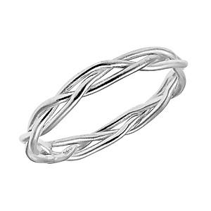 AeraVida Crown of Thorn Weave Wire Braid .925 Sterling Silver Band Ring (9) | Minimalist Stack Ring for Women | Fashion Jewelry