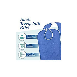 Simpli-Magic 79271 Adult Terry Bibs, Blue, 6 Pack