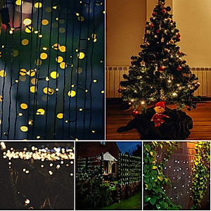 HYODREAM Solar Power String Lights 100 LED 8 Modes Remote Control Waterproof Starry Christmas Fairy Lights for Indoor/Outdoor Gardens Homes Wedding Holiday Party Xmas(Warm Whit (Warm White)