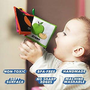 AMINFUN Soft Cloth Baby Book Toy,White Black Fabric Baby Learning Book(Pack of 4),Touch and Feel Crinkle Sound,Early Educational Toy,Gift for Babies Infants Toddlers