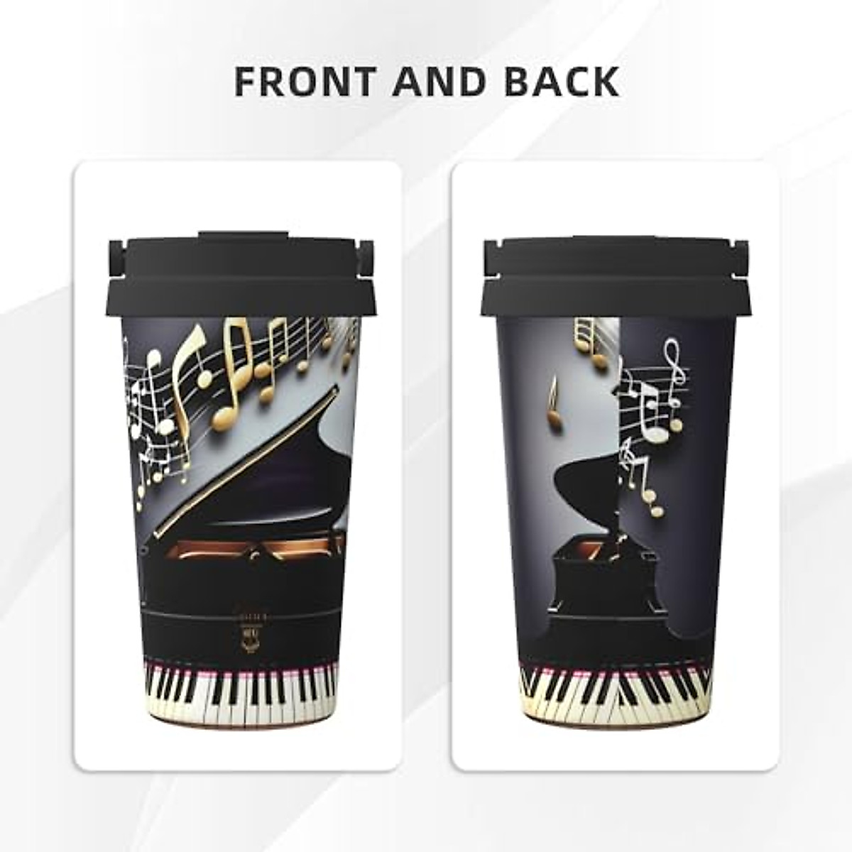 WANGZHAO Music Note Pianos Print Double Wall Stainless Steel Vacuum Insulated Tumbler Cup Home Thermal Cup