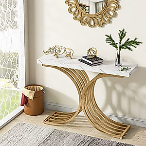 LITTLE TREE 41 inches Gold Entryway Console Table, Sofa Table Accent Table for Living Room