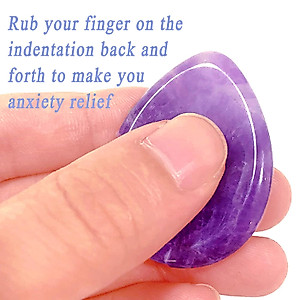 DUQGUHO 1.7" Worry Stone Natural Amethyst Healing Crystals Thumb Worry Stones for Anxiety Reiki Crystal Gemstone Polished Pocket Energy Quartz Stone