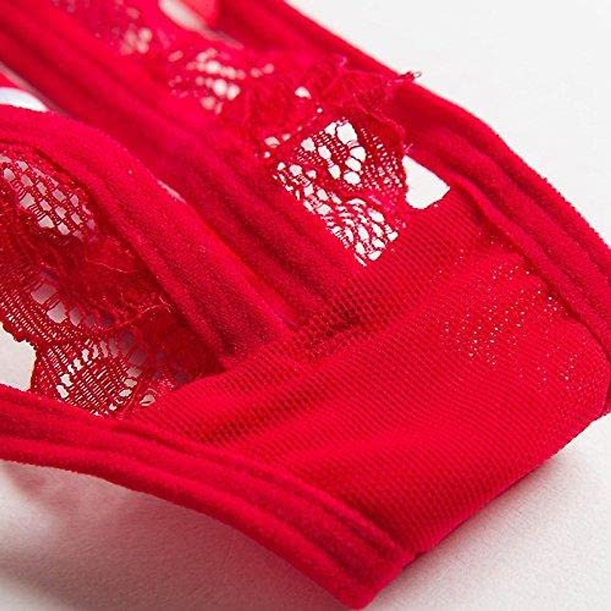 Sekexi Women’s Sexy Panties,Lace G-String Panties for Women Thongs G Strings with Pearls Ball Lace (as1, alpha, m, regular, regular, Red)