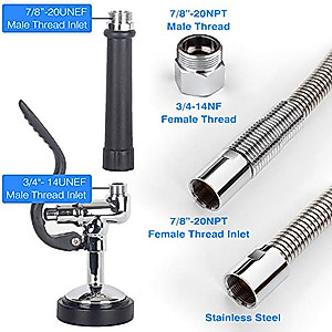 MSTJRY Spray Valve with 45" Pre Rinse Hose, Pre Rinse Sprayer with Flexible Stainless Steel Hose Assembly for Commercial Kitchen Faucets