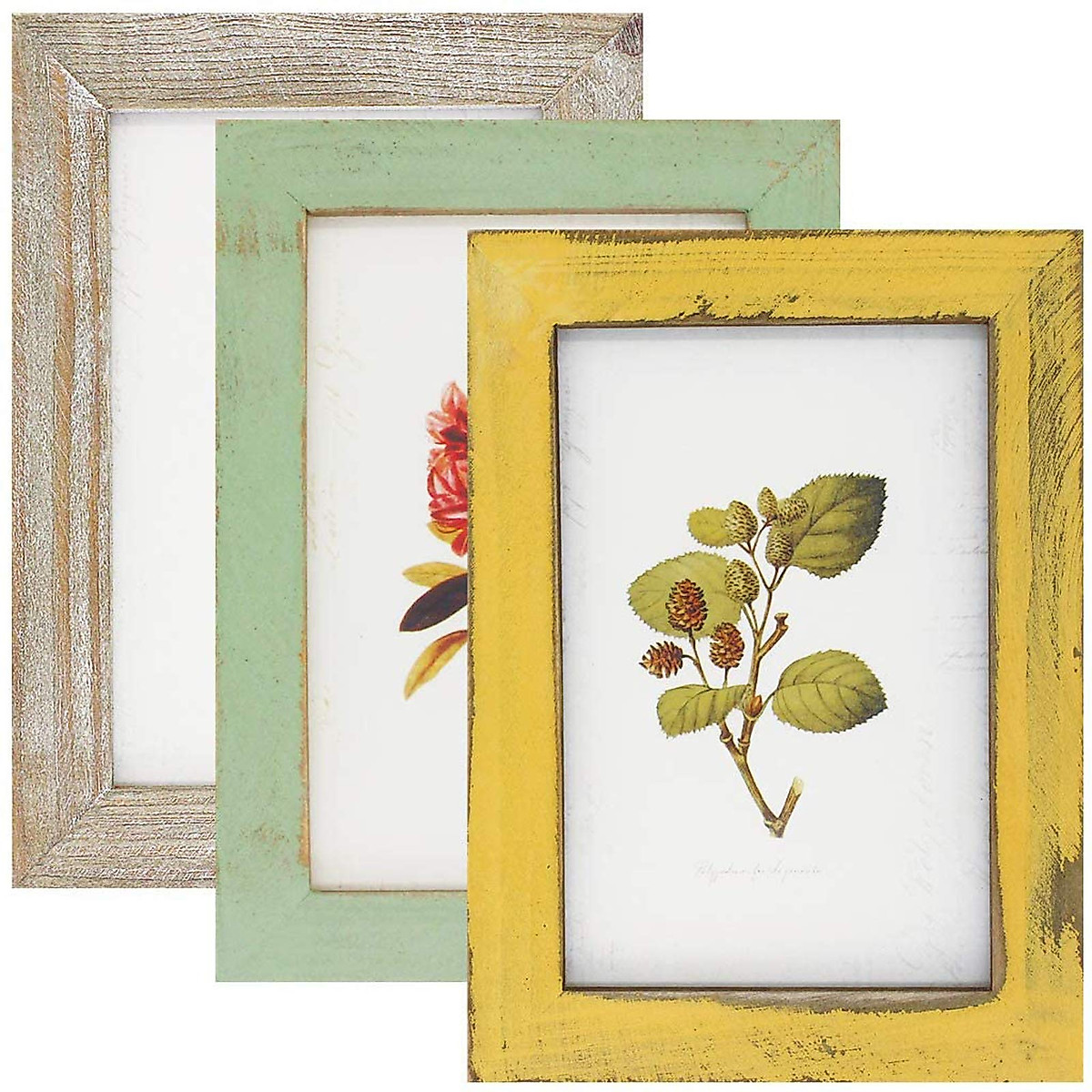 Yokoke 4x6 Inch Rustic Picture Frames - Farmhouse Distressed Frames 100% Reclaimed Wood Photo Frames for Tabletop or Wall Mounting - Vertical & Horizontal - Home Office Gallery Decor - 3 Pack