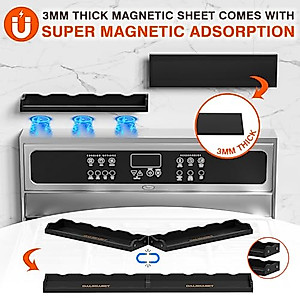 DALSHABET Bamboo Stove Top Magnetic Shelf Rack, Kitchen Organizer Spice Rack Over The Stovetop Shelf with Labels- Black (15"×2 Pieces Up to 30" Length)