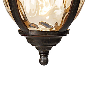John Timberland Bellagio European Outdoor Ceiling Light Hanging Bronze Brown 18" Champagne Hammered Glass Damp Rated for Exterior House Porch Patio Outside Deck Garage Front Door Garden Home
