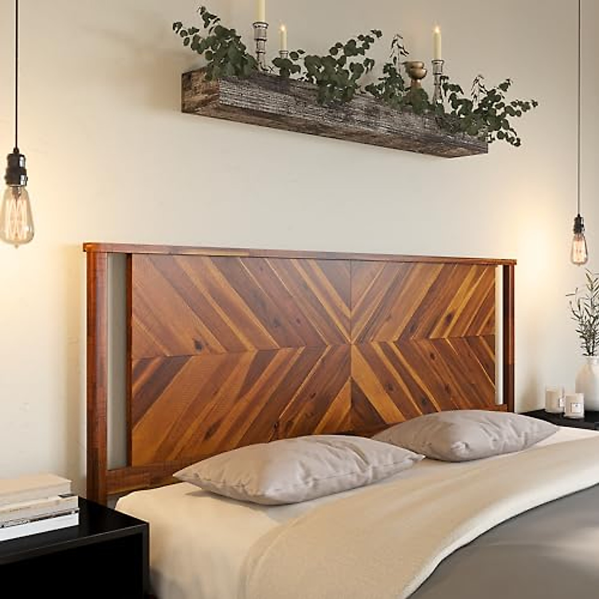 Bme Vivian Headboard ONLY, Rustic & Scandinavian Style with Solid Acacia Wood, Easy Assembly, King, Rustic Golden Brown