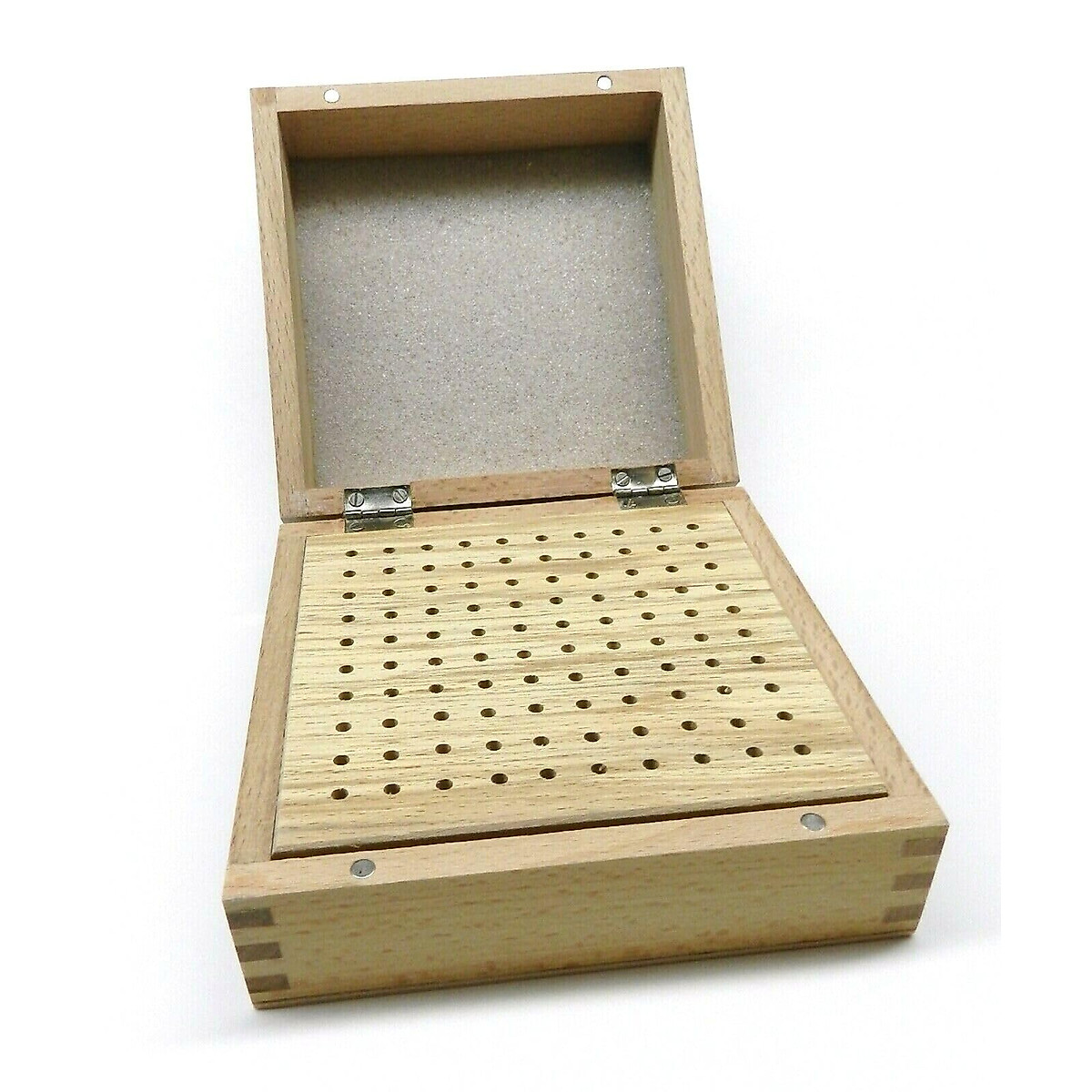 JTS Bur Holder Organizer Box Holds 100 Jewelry Burs Storage 3/32" Jewelers Bench Organizer Deluxe Box with Dual Magnetic Self Lock Lid Cover