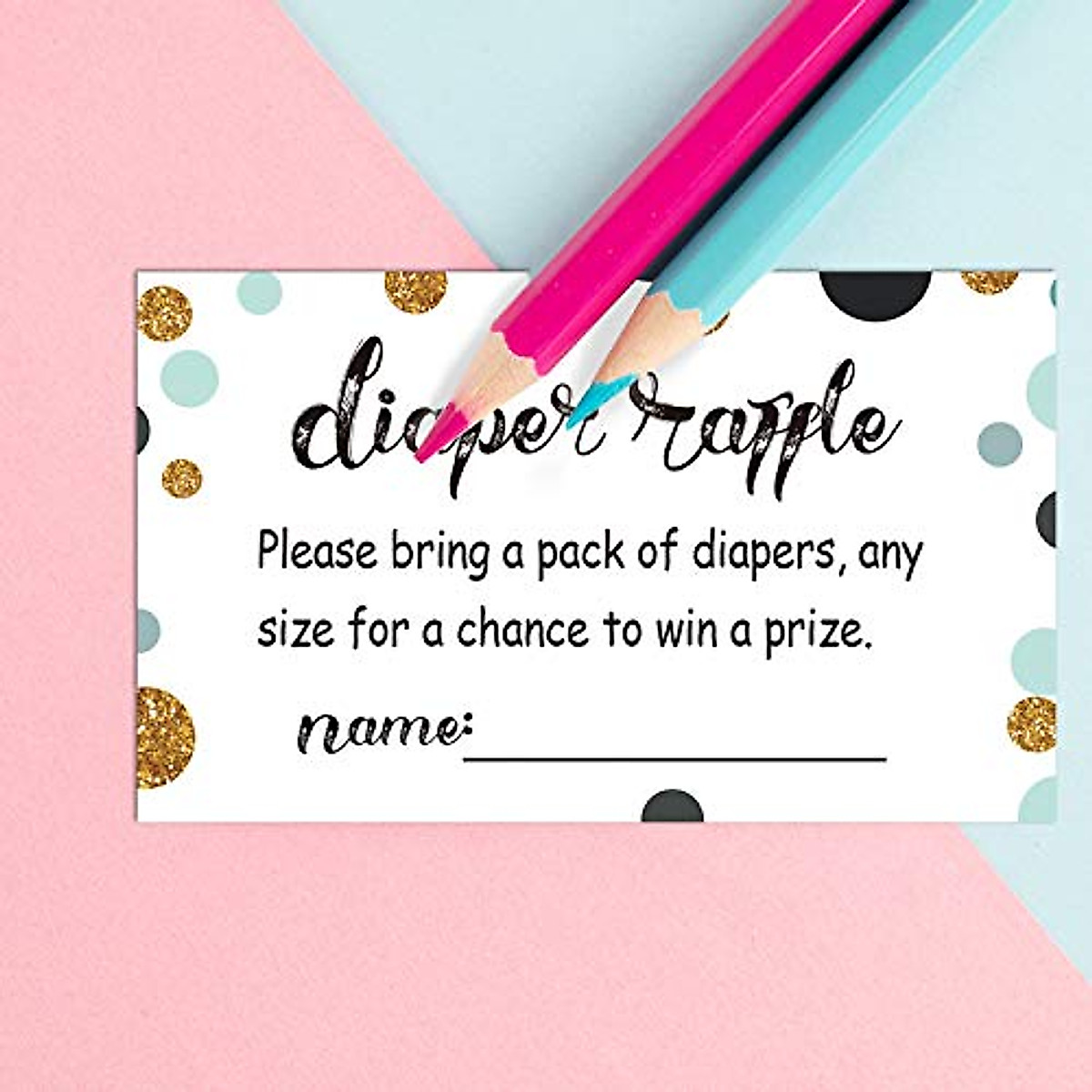 50 Fashion Diaper Raffle Tickets for Baby Shower Invitation Inserts, Baby Shower Game Cards.