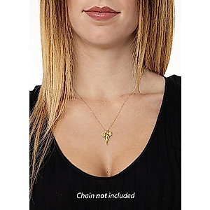 Lucchetta - Italian Horn Pendant with Dice and Clover - Lucky Charm Jewelry 14 kt Yellow Gold, Womens 14k Charms for Necklaces up to 4mm, Authentic Fine Jewelry from Italy