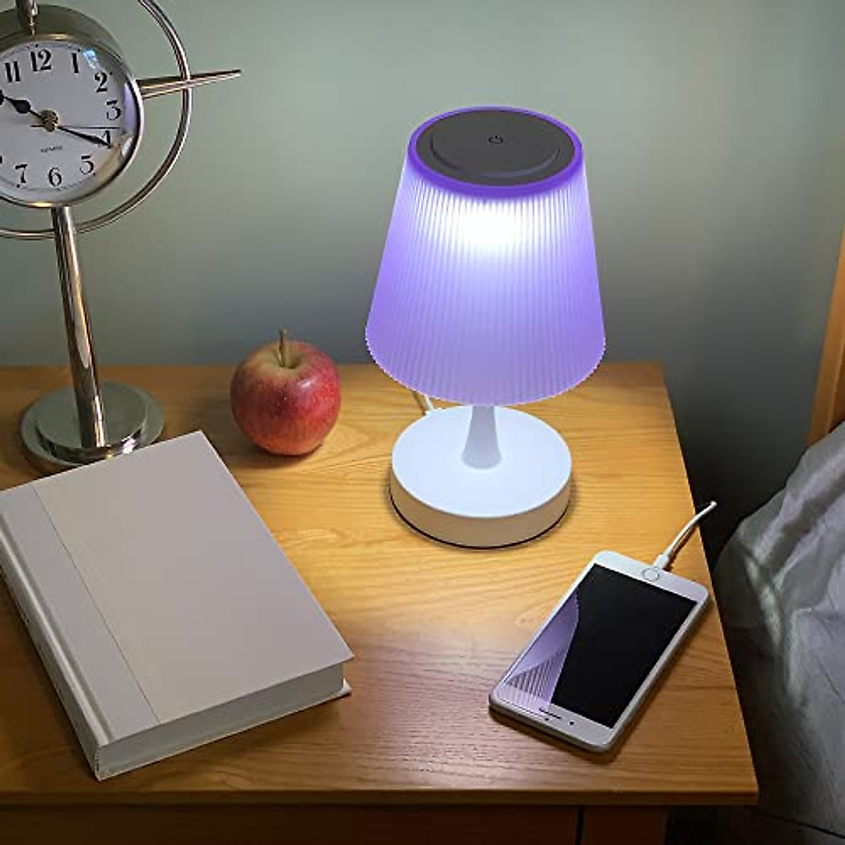 TW Lighting Purple Lamp for Girls Bedrooms - Modern Small Table Lamp for Bedroom, Bedside Nightstand, Nursery, Cute Kids Lamp with USB Charging Port, 3-Level Touch Dimmable Switch