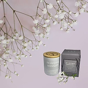 Sympathy Memorial Candle for Loss of Loved one. Natural Soy Wax Jasmine Scent Candle with Tree of Life lid. Remembrance Candle Gift Boxed with Card to Write a Personal Message of Condolence.