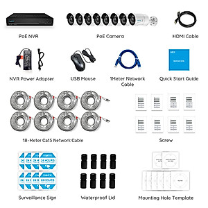 REOLINK Smart 4MP 16CH PoE Home Security Camera System, 8pcs Wired 1440P IP Camera with Person Vehicle Detection, Night Vision, 4K NVR with 4TB HDD for 24-7 Recording RLK16-410B8
