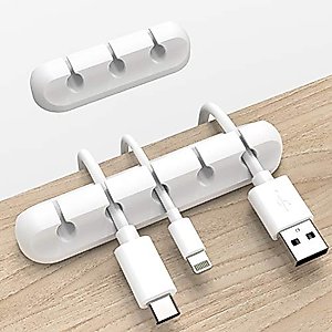 INCHOR White Cable Clips, Cord Organizer Cable Management, Cable Organizers USB Cable Holder Wire Organizer Cord Clips, 2 Packs Cord Holder for Desk Car Home and Office (5, 3 Slots)