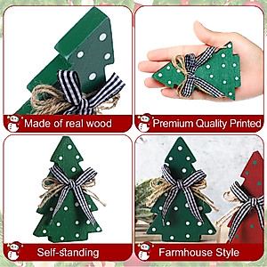 3 Pieces Rustic Wood Table Christmas Trees Centerpiece for Table - Polka Dot Farmhouse Decor