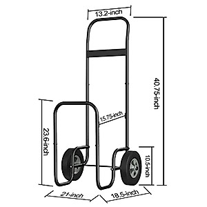 Fire Beauty Firewood Log Cart Carrier, Outdoor and Indoor Wood Rack Storage Mover, Rolling Dolly Hauler