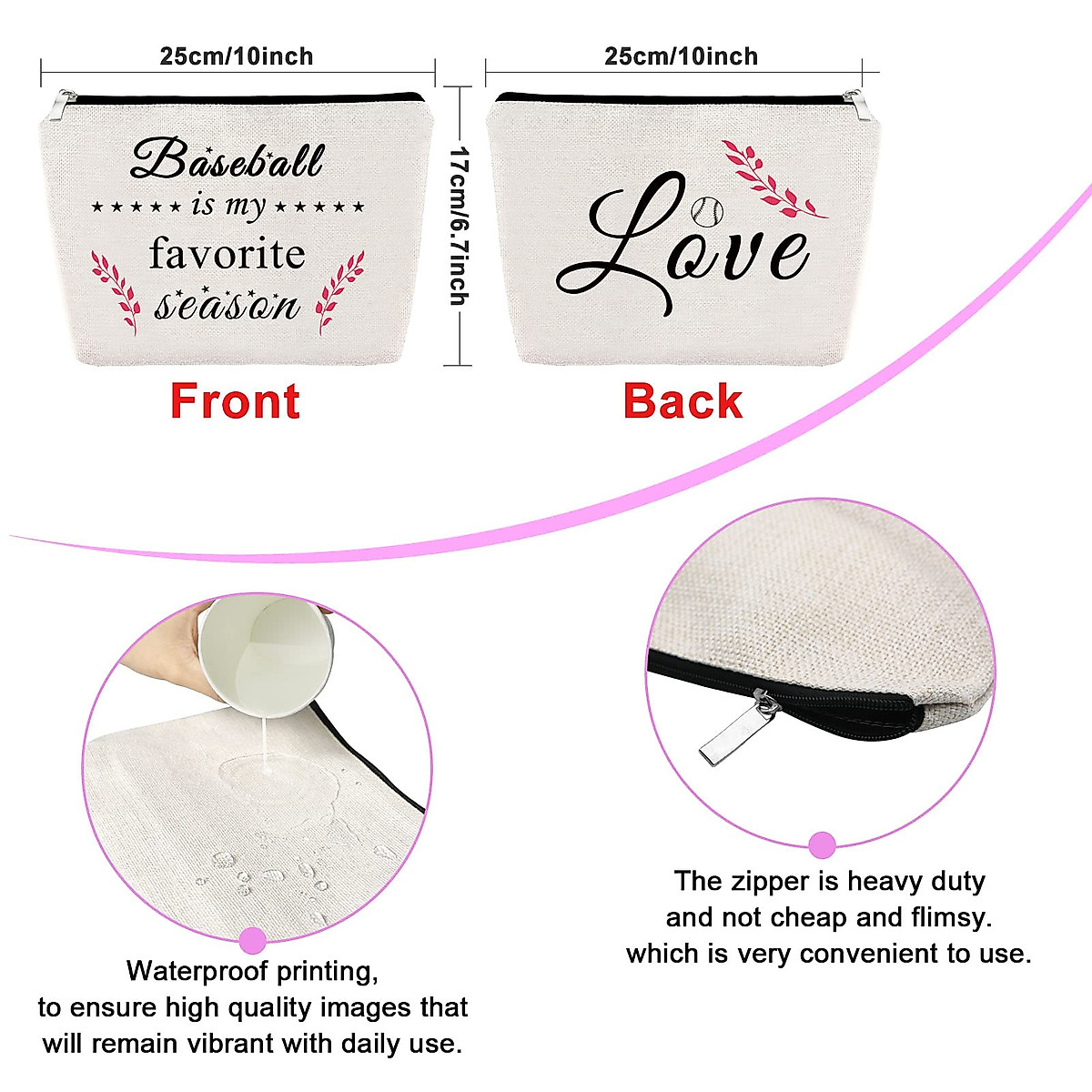 Sfodiary Baseball Lover Gift for Women Makeup Bag Baseball Theme Gift Baseball Gift for Girls Cosmetic Bag Best Friend Birthday Gift for Her Thank You Gift Graduation Gift Travel Cosmetic Pouch