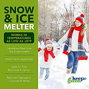 KEEP IT GREEN Pet Safe Ice Melt - 12 Pound Jug - Nontoxic Child Friendly Snow Melter Rock Salt Pellets with Green Tint - Time Release Fertilizer for Grass and Garden - Calcium Chloride Free