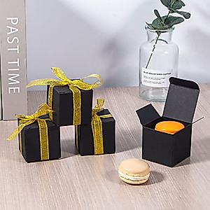 NIGNYA Black Gift Boxes 2x2x2 inches, 100 Pack Small Kraft Cardboard Gifts Boxes Paper Cube Favor Box Easy Assemble Paper Gift Box with lids for Presents Birthday Christmas Wedding Party