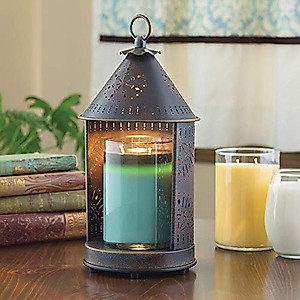 Candle Warmers Etc Tin Punched Candle Warmer Lantern For Top-Down Candle Melting, Sunshine Primitive Tin