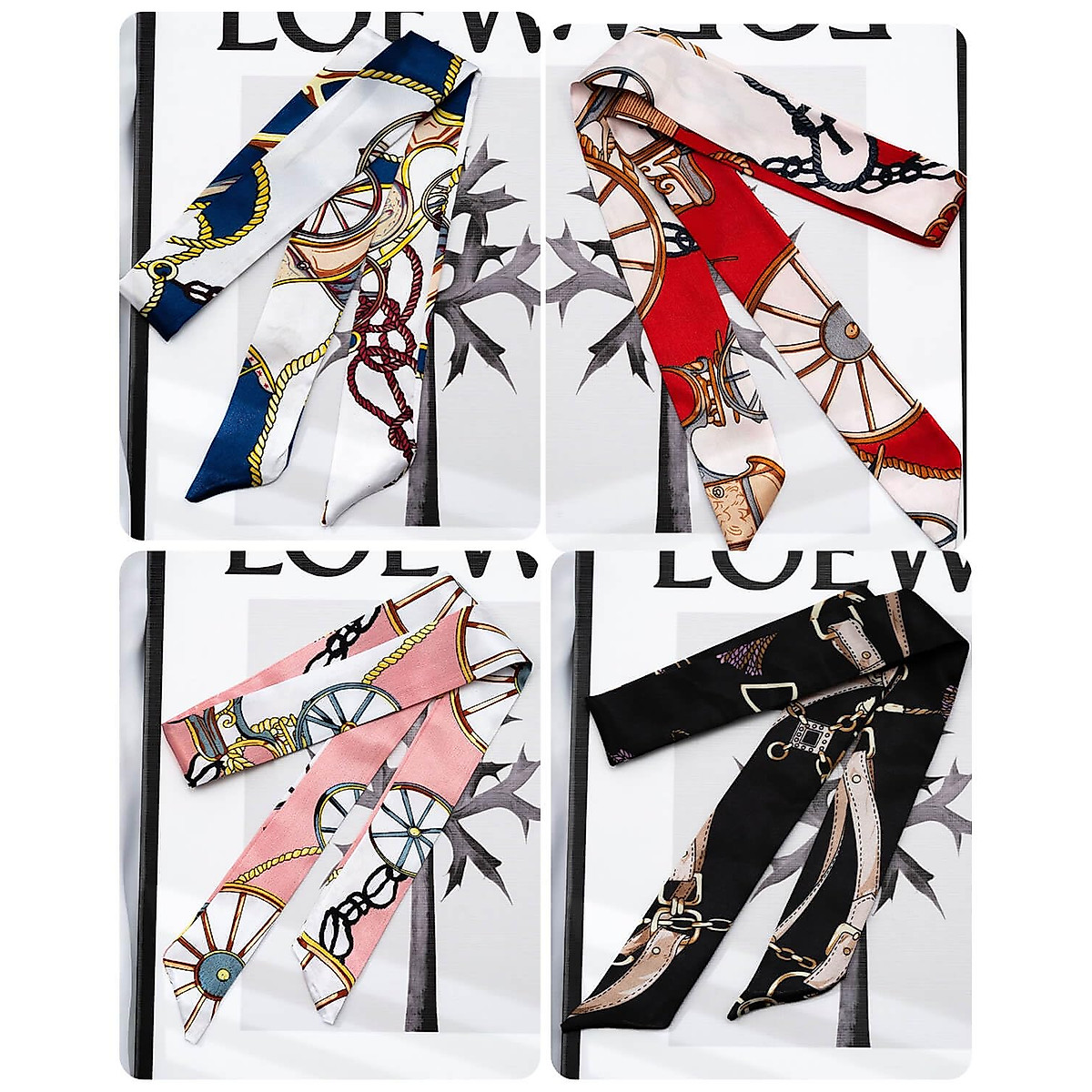 JELIEE 6 Pack Scarf Bags for Women Handbag Scarfs Band Narrow Scarf Hair Neck Scarf Neckerchief Scarf Head Wrap Fashion Gifts for Women