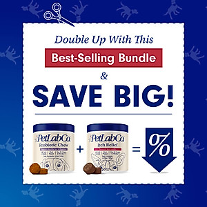 PetLab Co. Dog Itchy Skin Bundle: Soft Chew Dog Probiotics for Gut Health, Itchy Skin, Seasonal Allergies 30 Count & Dog Itch Relief Chews for Dry, Itchy Skin & Coats 30 Count