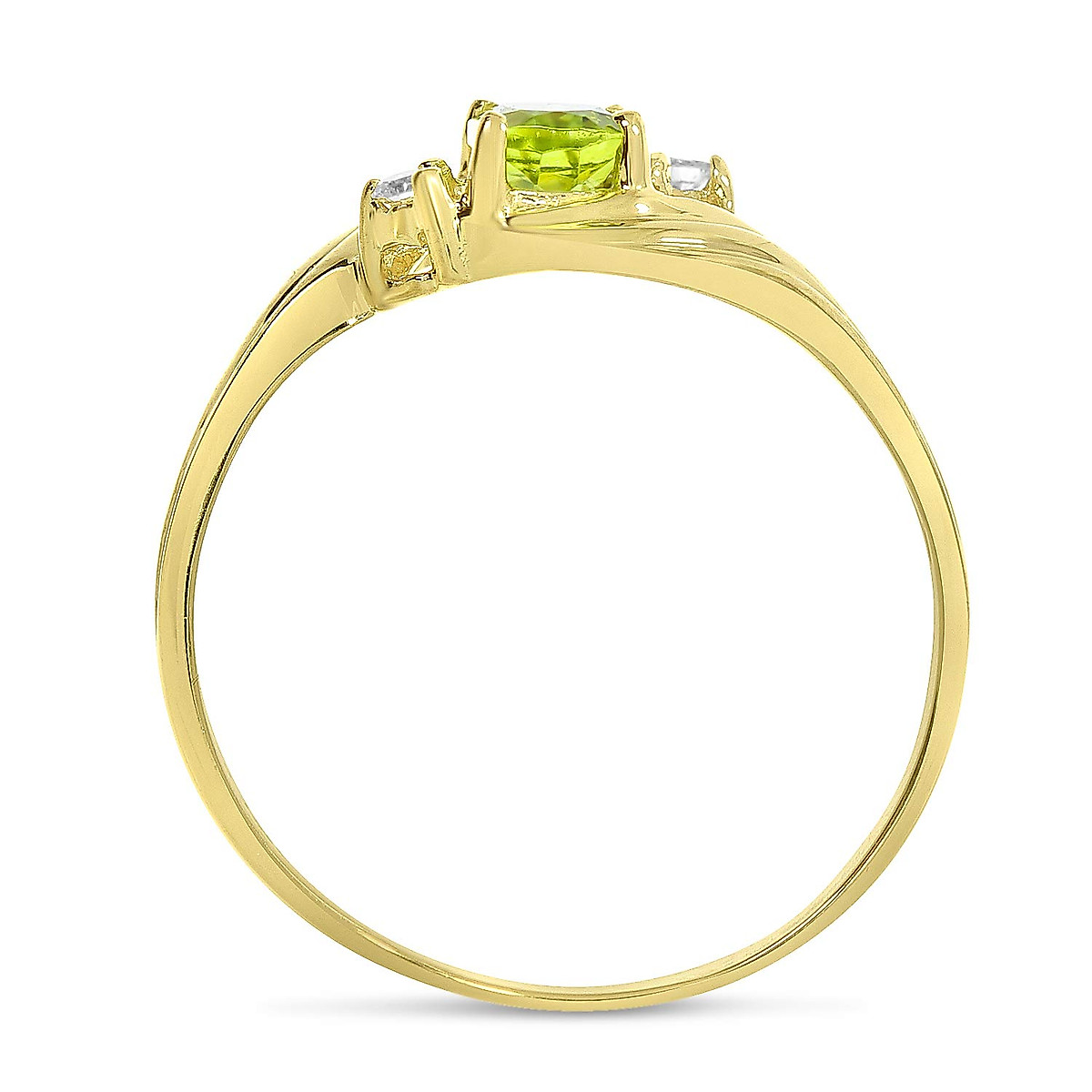 Direct-Jewelry 14k Yellow Gold Oval Peridot And Diamond Ring (Size 8)