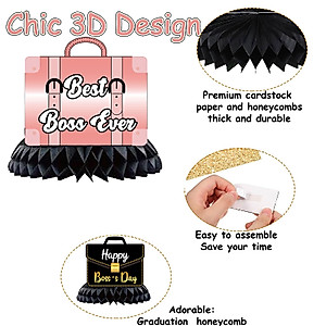 Happy Boss's Day Honeycomb Centerpieces Table Decorations, Best Boss Ever Honeycomb Table Deor Boss Lady Women Office Party Decorations