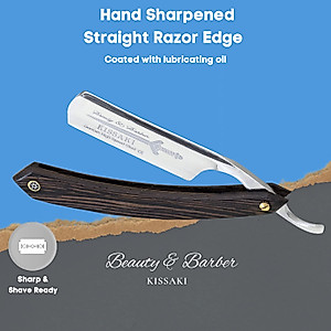 Straight Razor SHAVE READY-Shaving Knife Sharp, Steel Cutthroat Straight Edge Blade Vintage Wenge Wood Handle Classic Barber Approved