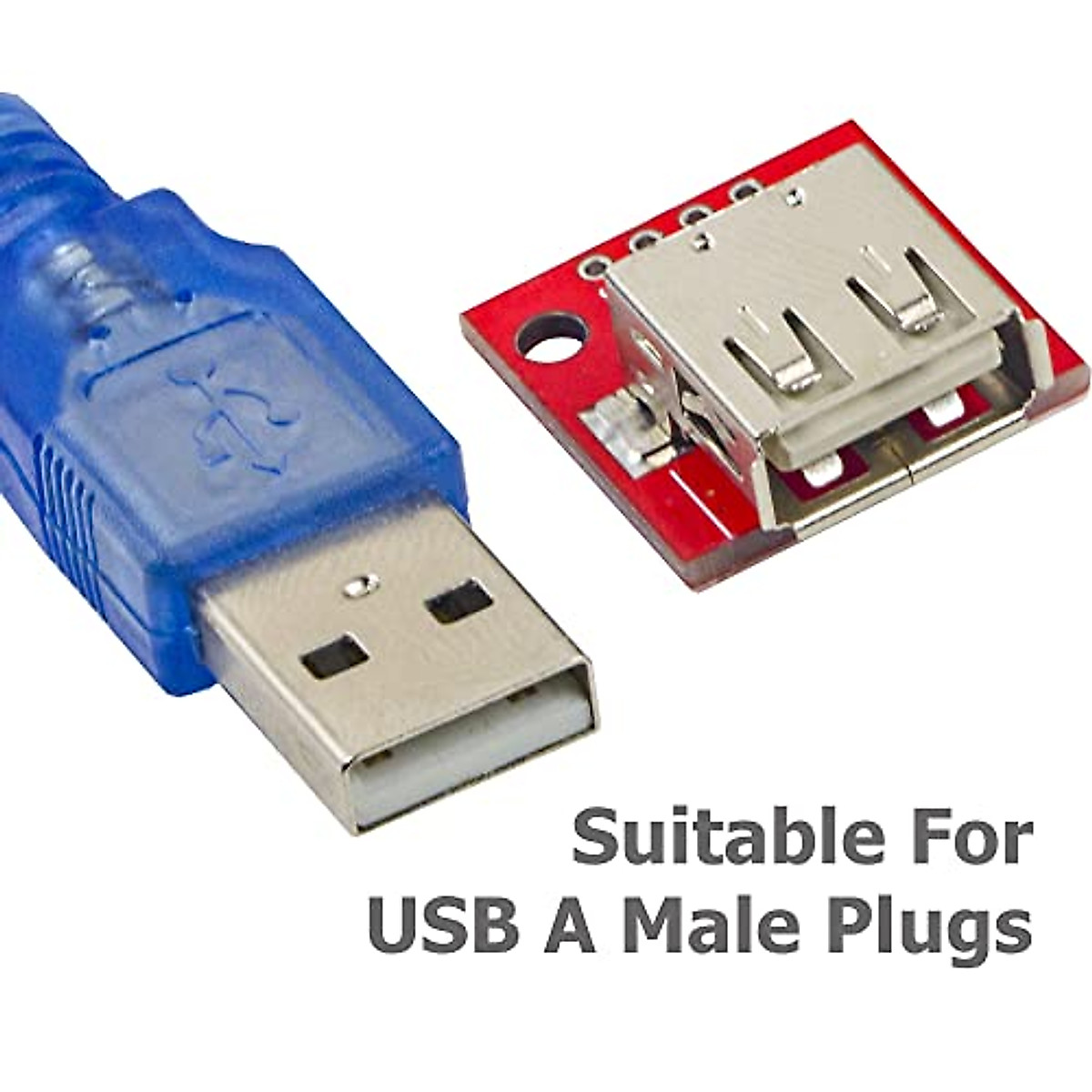 jujinglobal 10pcs USB a Male or Female Breakout Board 4 pins 2.54mm Output with 2 Types Male pins 90 and 180 Degree… (A Female Breakout (10pcs))