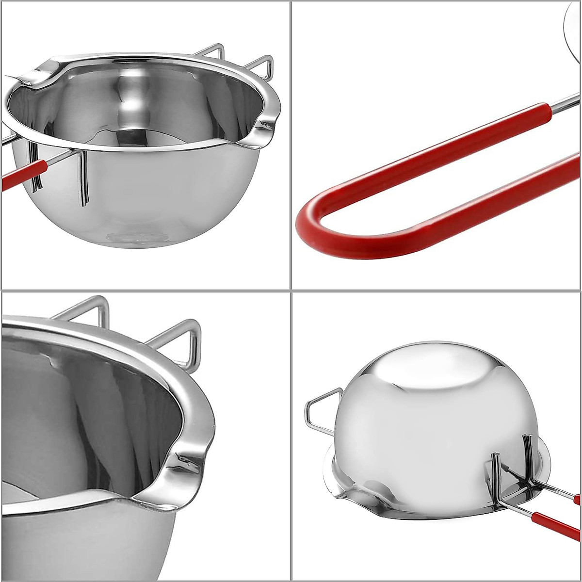 Stainless Steel Double Boiler Melting Pot with Heat Resistant Handle, Large Capacity Chocolate Melting Pot for Butter Candy Butter Cheese, Candle Making (450/900ML)
