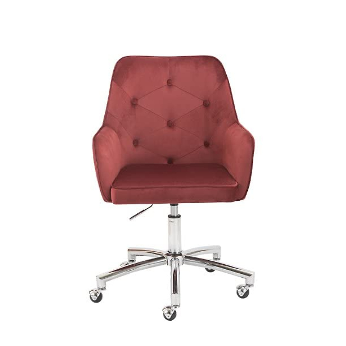 Bowtus Family Office Chair, Modern Office Chair Padded Linen Work Chair Bedroom Living Room Adjustable Rotary Dressing Chair (Wine Red), 24.75D x 26W x 32H in